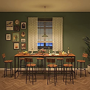 KIVENJAJA Bar Table and Chairs Set for 4, 5-Piece Rectangular Pub Bistro Table & Stools with Backrest, Counter Height Dining Table Set for Kitchen Living Room Restaurant Breakfast Nook, Rustic Brown