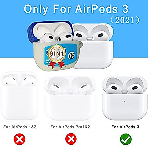 6in1 Cute Vaselin for AirPods 3 Case Cover Silicone Protective Accessories Set Kit for AirPods 3rd Generation Charging Case(2021), Cartoon 3D Funny Character Design for AirPods 3 Case Vaselin