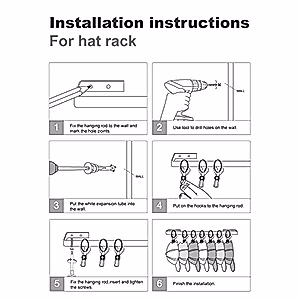 Dahey Hat Rack for Wall Baseball Hat Organizer Hanger Caps Holder with 20 Clips Metal Wall Mounted Cap Organizer for Closet Door Bedroom Entryway Laundry,Set of 2,Black