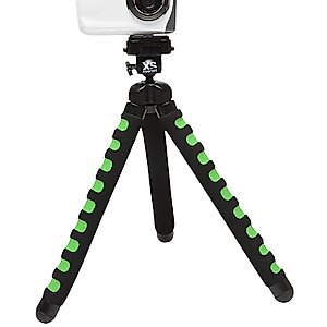 XSories Big Bendy Flexible Camera Tripod For GoPro, Digital, And Action Sports Cameras (Black/Green)