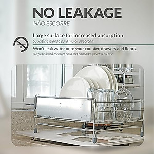 Momo Lifestyle Stone Dish Drying Mat DryPad 19.7" X 15.7" Misty Gray, Large Stone Drying Mat for Kitchen Counter, Drying Stone for Kitchen Counter Fits Various Dish Racks, Zero Rust Dish Drying Stone