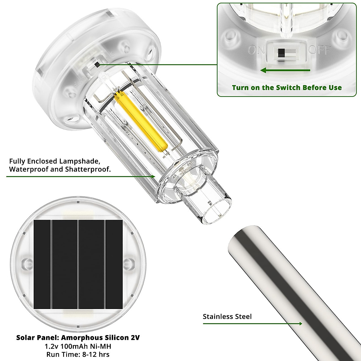 PEATOP Solar Outdoor Lights 10 Pack, Solar Powered Landscape Path Lights LED Solar Garden Lights IP67 Waterproof Lights Auto On/Off Lawn Lights for Walkway Yard Backyard Patio Driveway Decorative