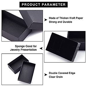 BENECREAT 24 Pack Kraft Square Cardboard Jewelry Boxes Necklace Ring Earring Kraft Box for Jewelry, Wedding Party Favor, Gift Packaging, 2x3.2x1, Black