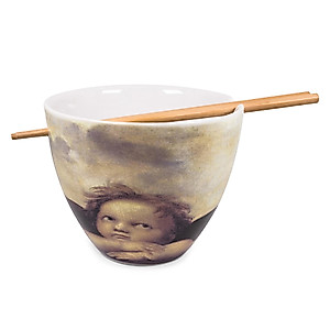 Bowl Bop Cherub Fine Art Japanese Ceramic Dinnerware Set | Includes 16-Ounce Ramen Noodle Bowl and Wooden Chopsticks | Asian Food Dish Set for Home & Kitchen