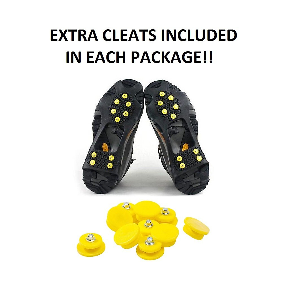 WAYPOR™ Ice Grips, Traction Cleats, Ice Cleat, Easy Slip On, Outdoor Durable, 10 Steel Studs, Stretchable, Prevent Slipping from Ice/Snow (Medium)