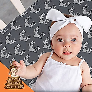 Dear Baby Gear Baby Blankets for Boys & Girls - Neutral Baby Blankets - Baby Girl Blanket & Baby Boy Blankets - Baby Blankets Unisex - Antlers Grey, Grey Blanket, No Ruffle 40x30 in