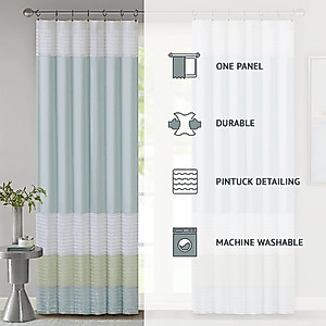 Madison Park Amherst Single Panel Faux Silk Rod Pocket Curtain With Privacy Lining for Living Room, Window Drape for Bedroom and Dorm, 50x84, Green