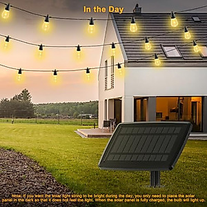 YSJ Solar String Lights Outdoor Waterproof,49FT 20 Bulb Solar Outdoor String Lights,Solar Powered Outdoor String Lights with USB-C Port and Remote Control,Camping Decoration Garden (Black)