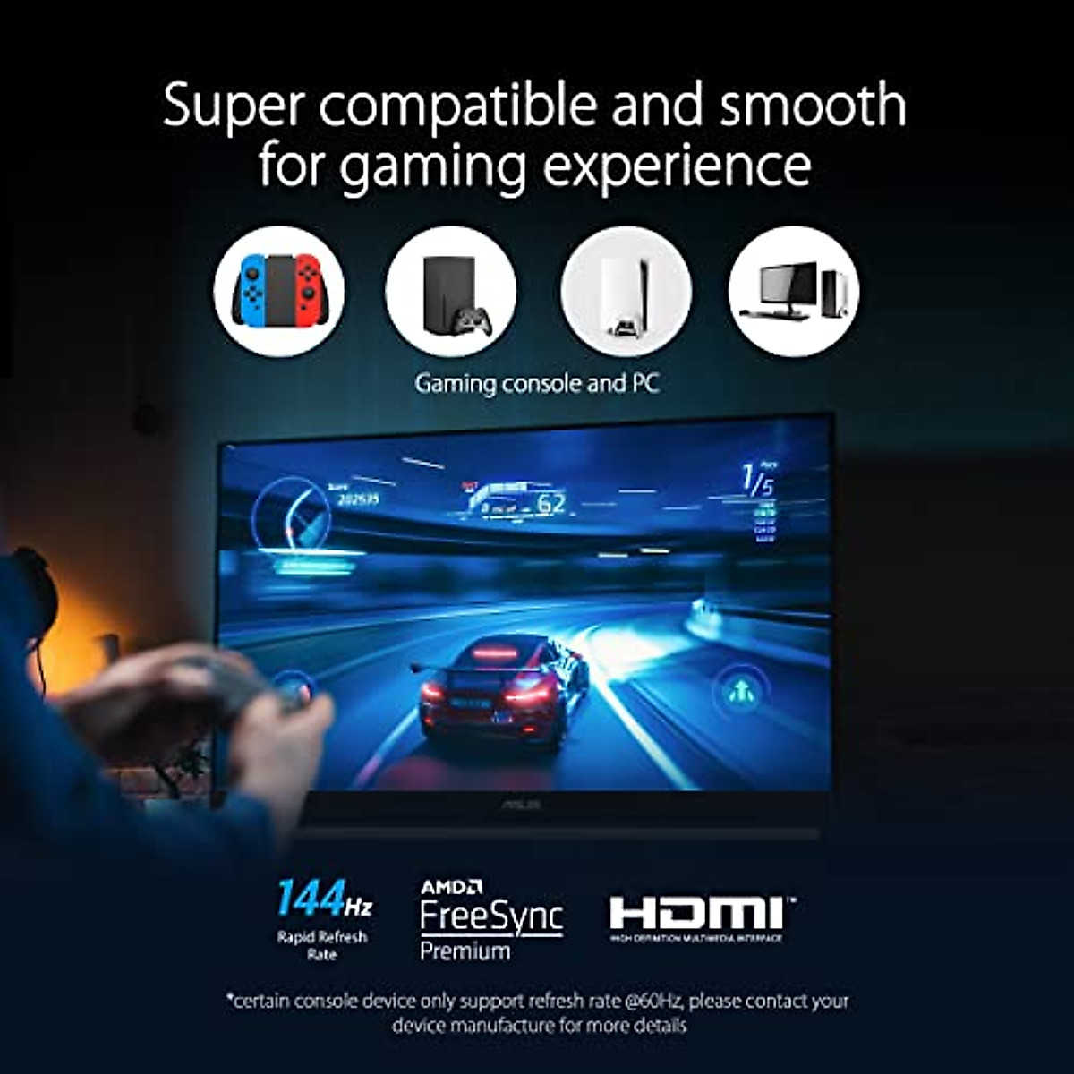 ASUS ZenScreen 17” 1080P Portable USB Monitor (MB17AHG) - Full HD, IPS, 144Hz, USB Type-C, FreeSync Premium, Eye Care, L-shaped kickstand, Tripod Mountable, HDMI, FSC Certified, 3-Year Warranty,BLACK