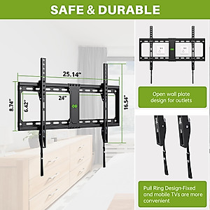 USX MOUNT TV Wall Mount Tilting Brackets for Most 37"-90" Flat Curved Screen TVs, Wall Mount TV Bracket with Max VESA 600x400mm, Weight Capacity 132lbs, Low Profile Space Saving for 16", 24" Stud