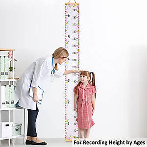 Beinou Baby Growth Chart Ruler for Kids Wood Frame Height Measure Chart 7.9in x 79in Canvas Hanging Height Growth Chart