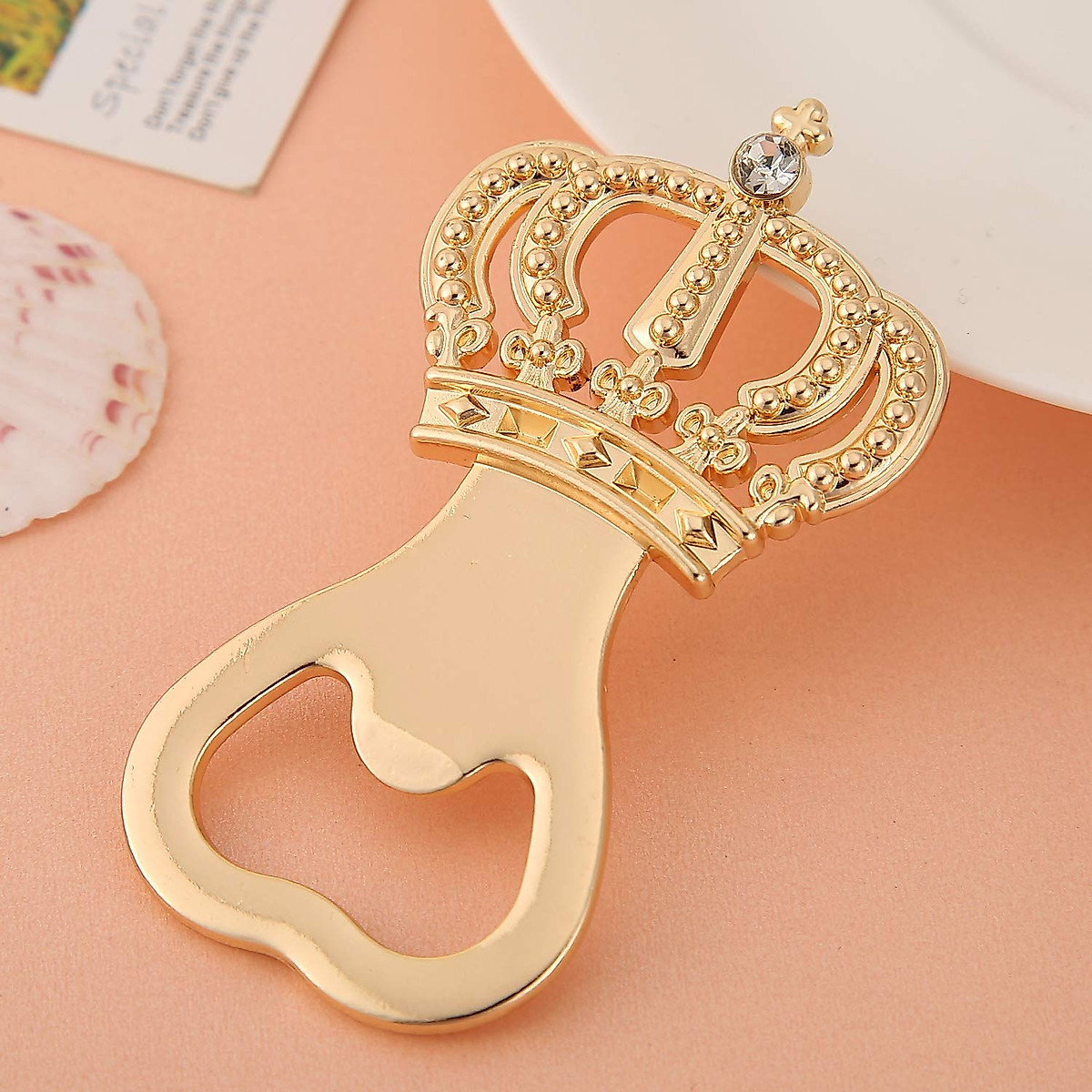 Pack of 24 Gold Crown Bottle Opener Wedding Favors,Party Favors for Guest Souvenir Gift for Baby Shower Birthday Party Decorations and Supplies by Layseri (Crown White, 24)