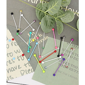 EVELICAL 48Pcs 14G Acrylic Industrial Barbell Earrings for Women Men Cartilage Helix Body Piercing Jewelry 38mm 1&1/2 Inch Piercing Bar Style A