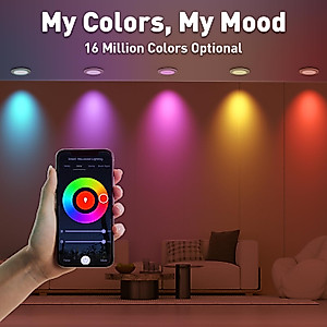 Rollin Light Smart Recessed Lighting 6 Inch - 6 Pack Wi-Fi Bluetooth Ultra-Thin Canless LED Recessed RGBCW Light with Junction Box 13W, 1100LM, 2700K-6500K, CRI80+ Work with Alexa/Google/Siri