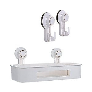La Saveur Shower Caddy Suction Cup Shower Shelf, No Drilling Wall Mounted Shower Shelf, Removable Heavy Loading Bathtub Corner Shelf, Sponge Razor Soap Dish Holder Kitchen Bathroom Organizer