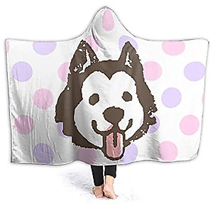 Husky Hooded Blanket, Good Wearable Blanket Gift, Lightweight Flannel Soft and Cozy, 40'' x 50'' for Kid, Sariputra
