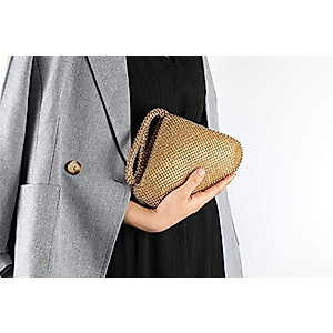 Vgift Clutch Purses for Women Evening, Glitter Wrist Bag Rhinestone Purse, Gold