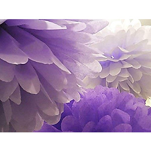 12pcs 8 Inch 10 Inch 14 Inch Mixed Lavender Purple Grey White Tissue Pom Poms Paper Flower Wedding Bridal Shower Party Fluffy Decoration