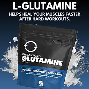 Gains in Bulk Glutamine Powder - Extreme Muscle Recovery, Anti-Catabolic L-Glutamine for Protection & Recovery | Promotes Longer State of Muscle Growth (450 Grams)