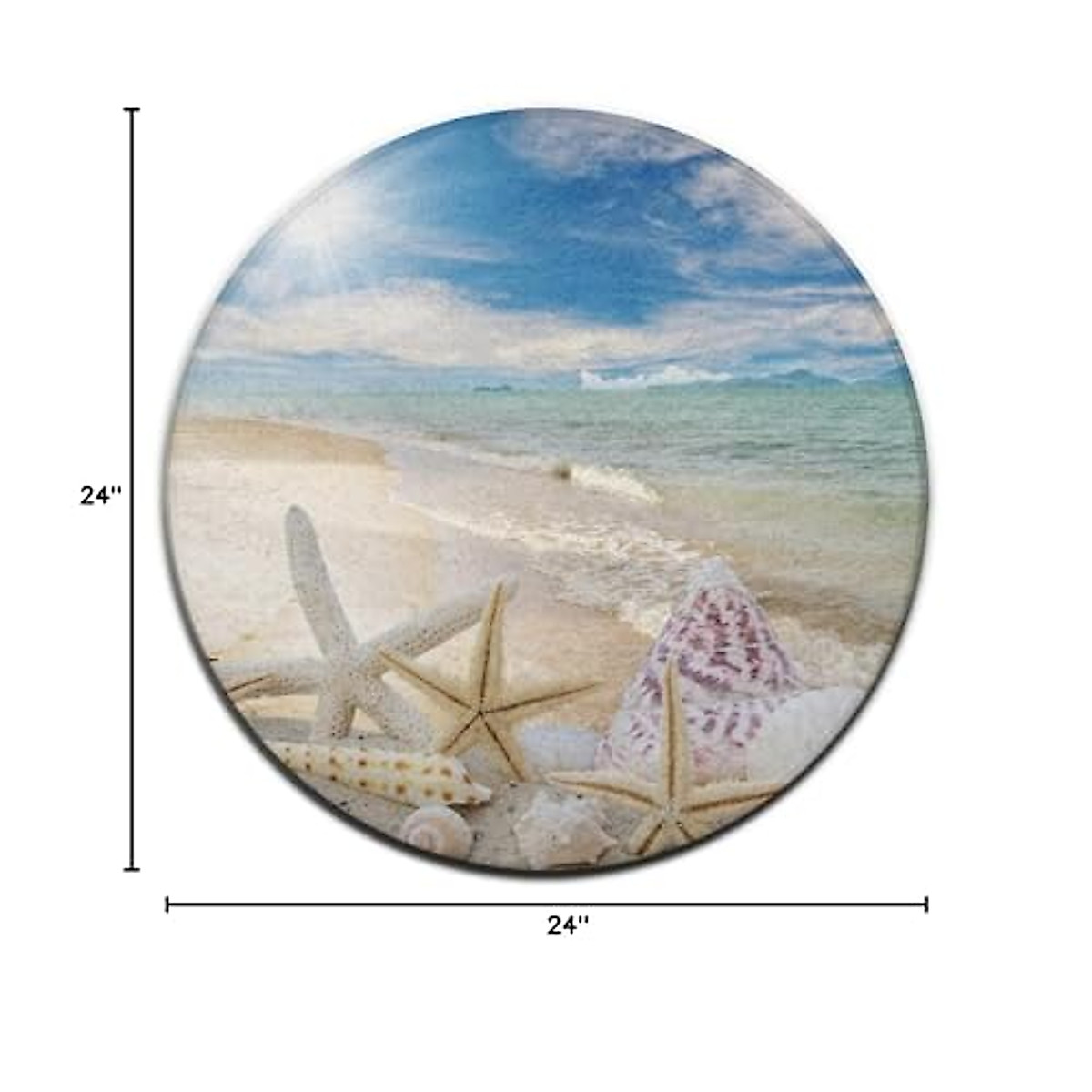 Luxury Soft Round Area Rug Home Decor for Bedroom Living Room Office, Ocean Beach Starfish Seashells Nature Starfish Shells, Fashion Throw Rug Circle Carpet, 2ft Diameter