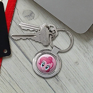 GRAPHICS & MORE My Little Pony Pinkie Pie Face Keychain Classy Round Chrome Plated Metal