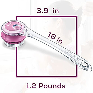 Beurer FC55 Electric Body Scrubber for Exfoliating and Massage, Waterproof for Showering, Cordless and Rechargeable, Spinning Skin Cleansing Brush with 2 Attachments