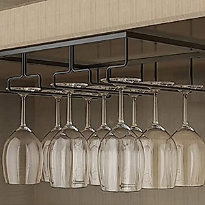 Onestep Club | 2 Wine Glass Holder Under Cabinet Screw Mounted with 2 Corkscrew Bottle Opener Glass Storage Rack for Kitchen Restaurant Undermount Metal Organizer Glasses Storage Hanger Black