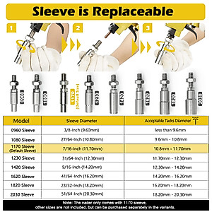 CTS 1170 Pneumatic Upholstery Decorative Tack Nail Gun, 7/16" (11.7mm) Head Diameter Air Finish Deco Nailer for Furniture, Home Decor (7/16-Inch Deco Nailer (11.70mm))