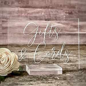 Gifts and Cards Acrylic 8x10 Sign with Stand | Wedding Table Decor for Modern and Classic Events | Lucite Decorations for Birthday and Anniversary Parties (5X7, Clear Acrylic Stand)