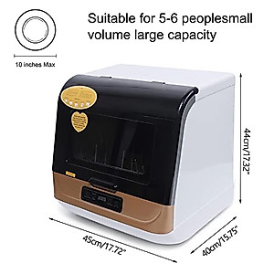 kitneed Portable Dishwasher Countertop, Compact Dishwashers, Automatic Dishwasher With Air-dry Function, 4 Washing Programs, 360° Streak-Free Deep Cleaning, Faucet Adapter Not Included