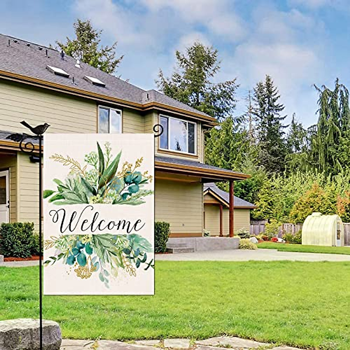 Winotic Spring Decor Garden Flag 12.5x18 Inches, Floral Leaves Welcome Flag Vertical Double Sided, Outdoor Spring Decoration Farmhouse Small Flag for Yard Lawn Home Decor (12.5"x18")