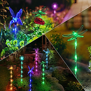 Set of 6 Arcylic Solar Lights for Outside, Garden Decorations Powered Pathway Outdoor Waterproof Ornaments Yard, Patio Plant Pot, Flower Bed, Home Decoration (8 Modes)