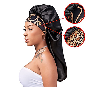 Red by Kiss X Keyshia Cole 1 Piece Silky Braid Bonnet Wide Edge Bonnet Sleep Cap, Frizz Free Bonnet (Black)