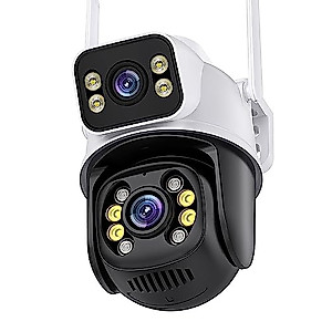 SXBCyan 4K PTZ WiFi Surveillance Camera 8MP Wireless Security Cameras Human Detection Outdoor Dual Lens IP Camera Auto Tracking ICSee (Size : 4MP NO Card)
