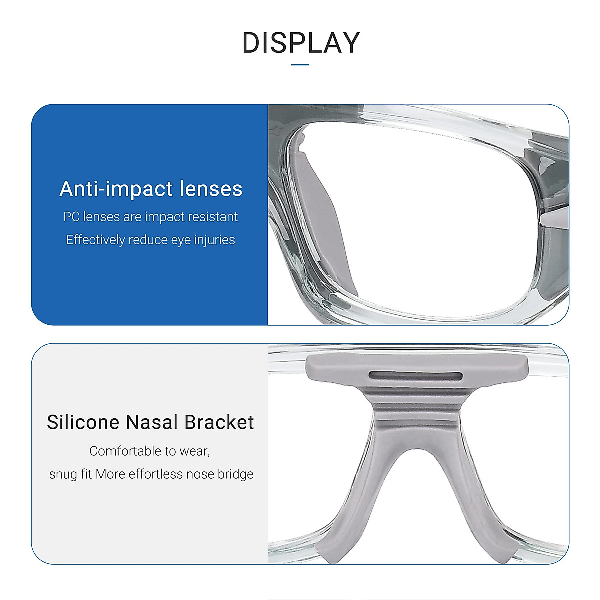 SooGree Sports Glasses,Protective Eyewear Running Glasses,Basketball Football Glasses Shock Absorption with Removable Straps and Temples