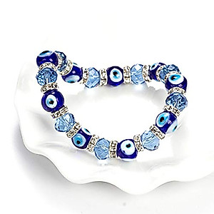 RagBear Beaded Bracelet With Evil Eye Charm Cheap 14K Rose Gold White Yellow Light Blue