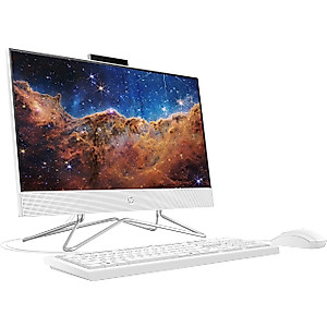 HP 2022 All-in-One Desktop, 21.5" FHD Display, Intel Celeron J4025 Processor, 12GB RAM, 256GB PCIe SSD, Webcam, WiFi, HDMI, RJ-45, Wired Keyboard&Mouse, Windows 11 Home, White