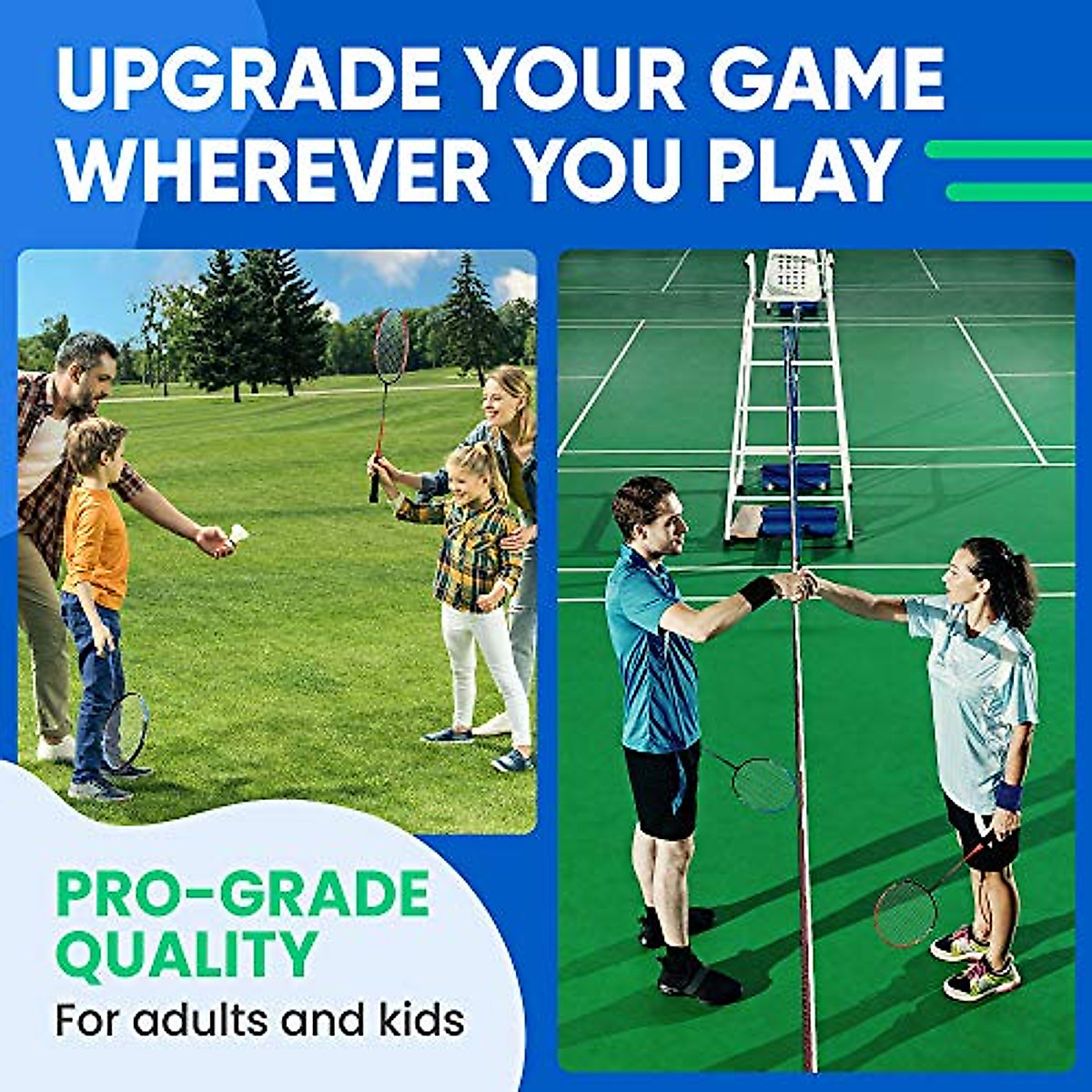 MATTCOT Badminton Set of 2 Rackets – 2 Carbon Fiber Rackets, 3 Badminton Birdies, 2 Sweatbands, Overgrip Tape, Frame Protector Tape, Portable Case – Outdoor Family Games & Pro Racket Sports By MATTCOT