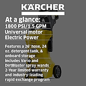 Karcher K 3 Power Control 1800 PSI 1.45 GPM Electric Power Pressure Washer with Vario & DirtBlaster Spray Wands
