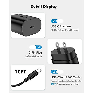 25W Fast Charge Type C Samsung Super Fast Charging 2 Pack with 10FT USB C Cable Charger for Samsung Galaxy S23 Ultra Charger S23/S23+/S22 Ultra/S22+/S22/S21/S20/Z Fold 4,3/Z Flip 4,3 S10/S9/S8