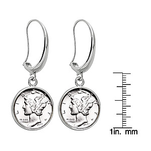 American Coin Treasures Coin Earrings Mercury Dime | Silvertone Hook Style | Genuine Coin | Women's Fashion Jewelry