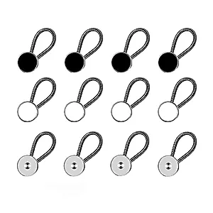 12pcs, Collar Extenders, Comfy & Premium Invisible Neck Extender, Adds 1 in Instantly, Button Extenders for Mens Dress Shirts Suits Trouser, Coat, Shirts (Black, White, Silver)