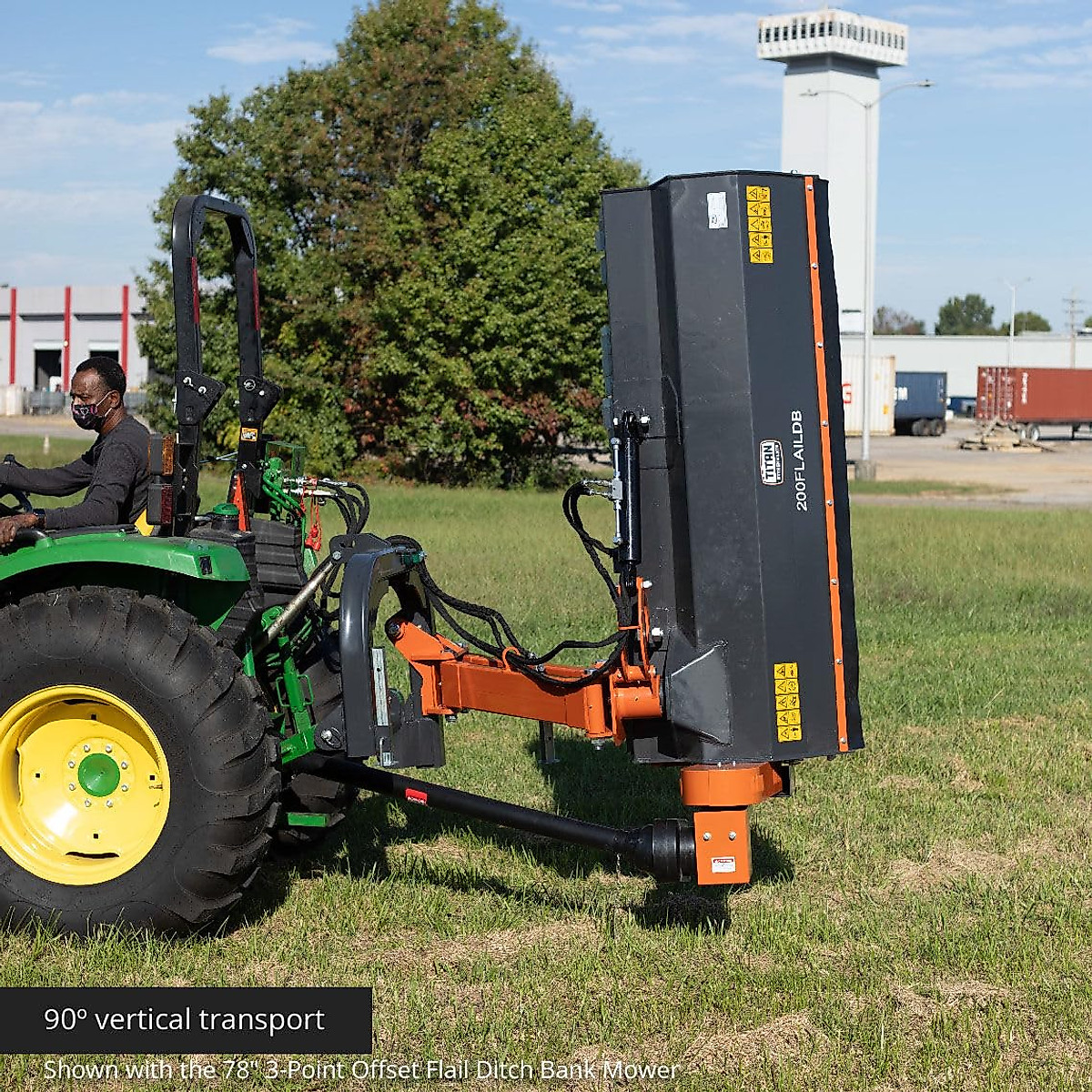 Titan Attachments 86" Offset Flail Ditch Bank Mower, Mowing Attachment for Tractors and Loaders, Cat 2, 3-Point Hitch