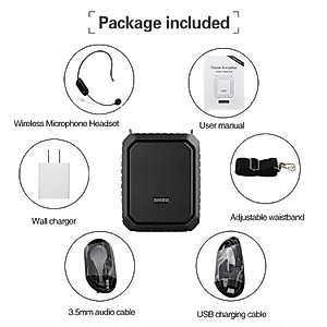 Wireless Voice Amplifier Bluetooth Teacher Microphone 18W Waterproof Portable Voice Amplifier Headset Mic Rechargeable Voice Enhancer Personal Microphone for Classroom Outdoors