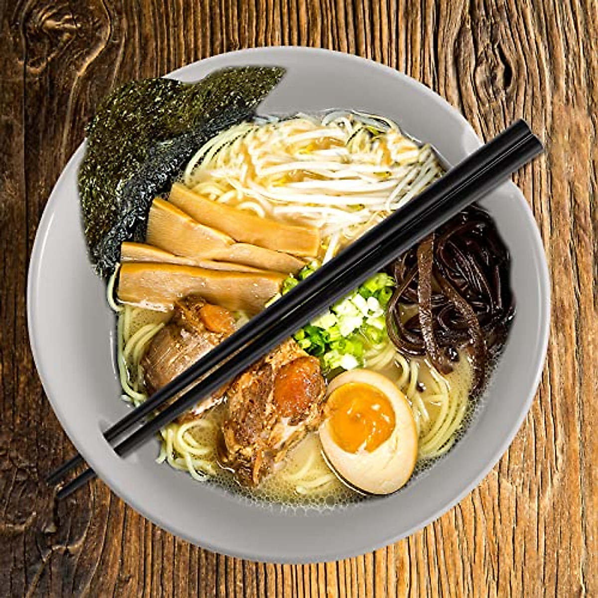 AVLA 2 Pack Porcelain Ramen Bowls, 15/26 OZ Japanese Udon Noodle Miso Bowls with Chopsticks, Deep Soup Bowl Set with Holes for Pho, Soba, Dipping Dishes, Dishwasher and Microwave Safe