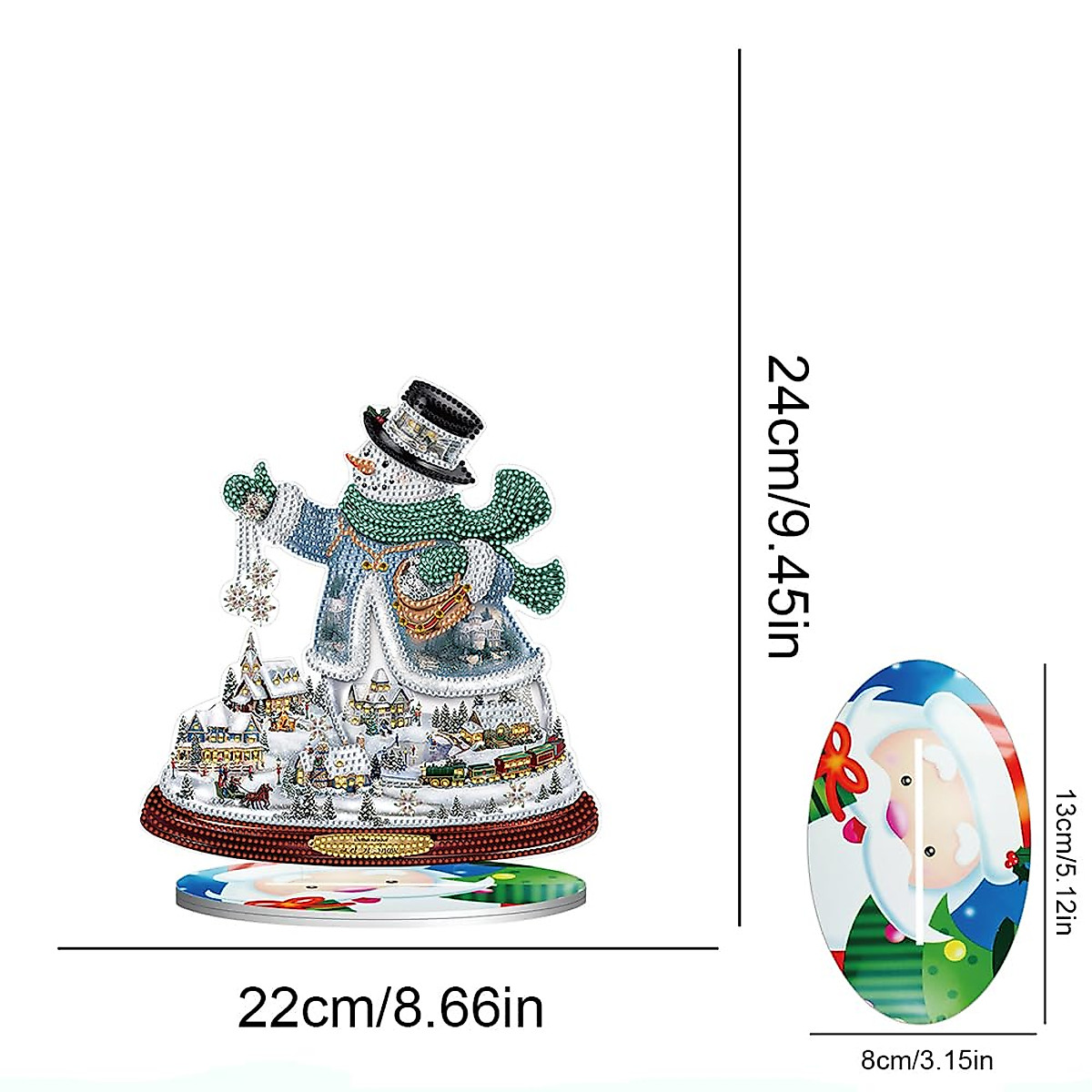 Alloyseed Christmas Diamond Painting Tabletop Kit Diamond Art Table Top Ornament 5D DIY Diamond Painting Kits Xmas Decor Desktop for Home Office Decor Adults Beginner DIY Crafts Gift for Christmas