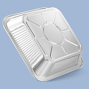 DOBI 8x8 Aluminum Foil Pans With Lids (20 Pack) - 8 Inch Disposable Square Baking Pans with Foil Lids - Tins for Cake, Casserole, Lasagna, Meatloaf, or Brownie. Standrad Size: 8" x 8" x 1.75"