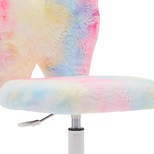 BlissInno Kids Chair, Cute Fuzzy Butterfly Girls Desk Chair, Rolling Study Reading Chair for Girls, Comfy Swivel Computer Chair with Wheels & Back, Adjustable Childrens Vanity Chair for Bedroom