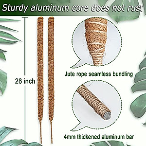 2 Pack 28 Inch Moss Pole, Bendable Moss Pole for Plants Monstera, Moss Poles for Climbing Plants Indoor, Handmade Coco Coir Plant Pole Sticks Support Stakes for Potted Plants