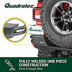 Quadratec QRC Rear Bumper - Fits Jeep Wrangler JL 2018-2022 - Spare Tire Clearance for 35" Tires - Mandrel Bent Corner Guards - Integrated License Plate Mount - Receiver Hitch Compatible 6 Gauge Steel